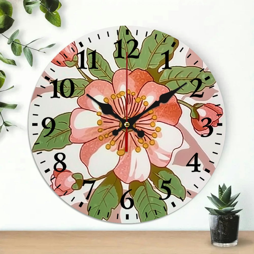 Pratyus Flowers Wall Clock, Modern Battery Operated Decor for Living ...