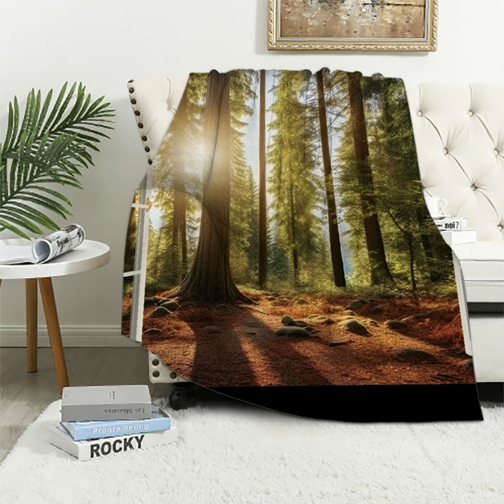 Pratyus Forest Trees Sun Ideal Comfy Throw Blanket for All Seasons Long ...