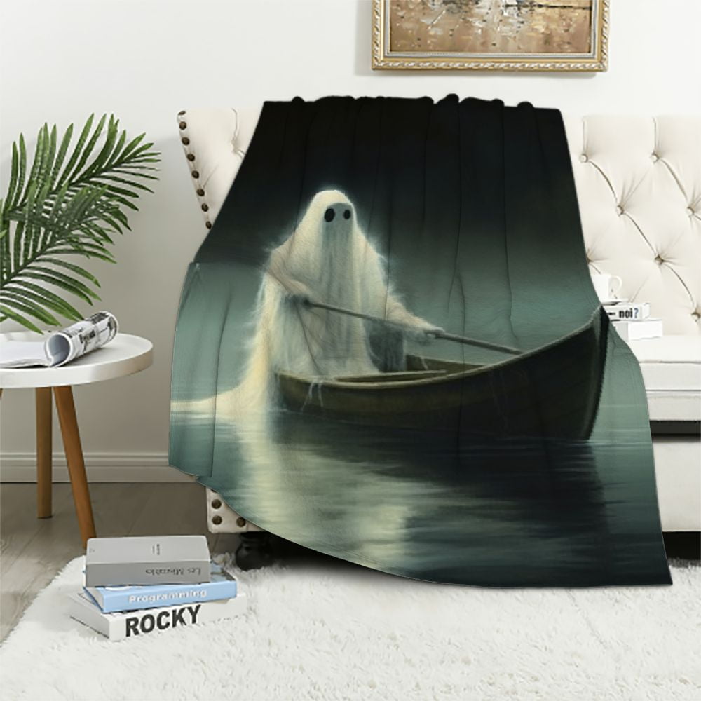 Pratyus Ghost Fishing Boat Throw Blankets Soft Fuzzy Plush Home Decor ...