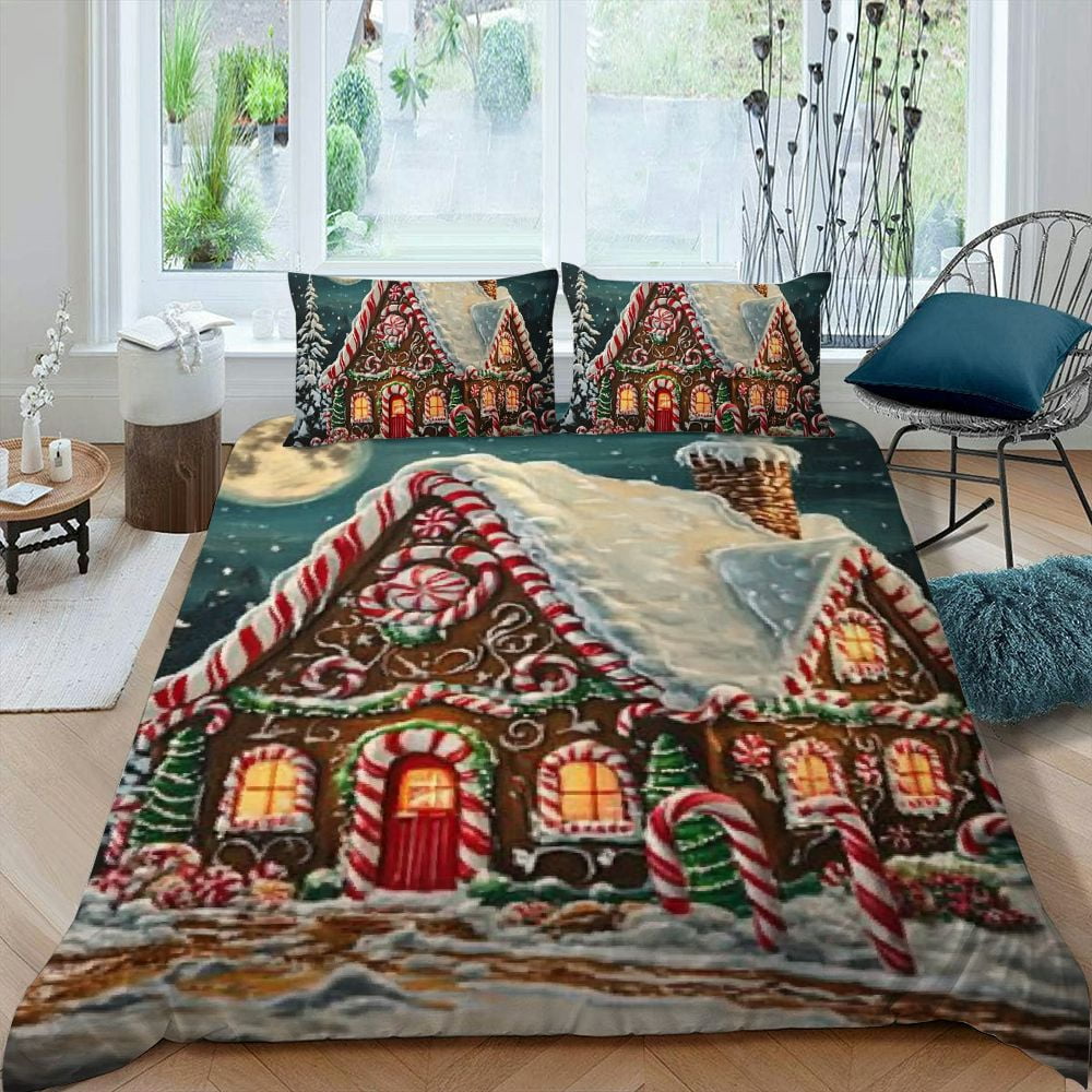 Pratyus Gingerbread House and Candy Canes 3-Piece Bedding Set for ...