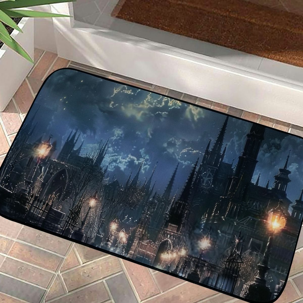 Pratyus Gothic Architecture Cemetery Full Moon Welcome Mat Indoor ...