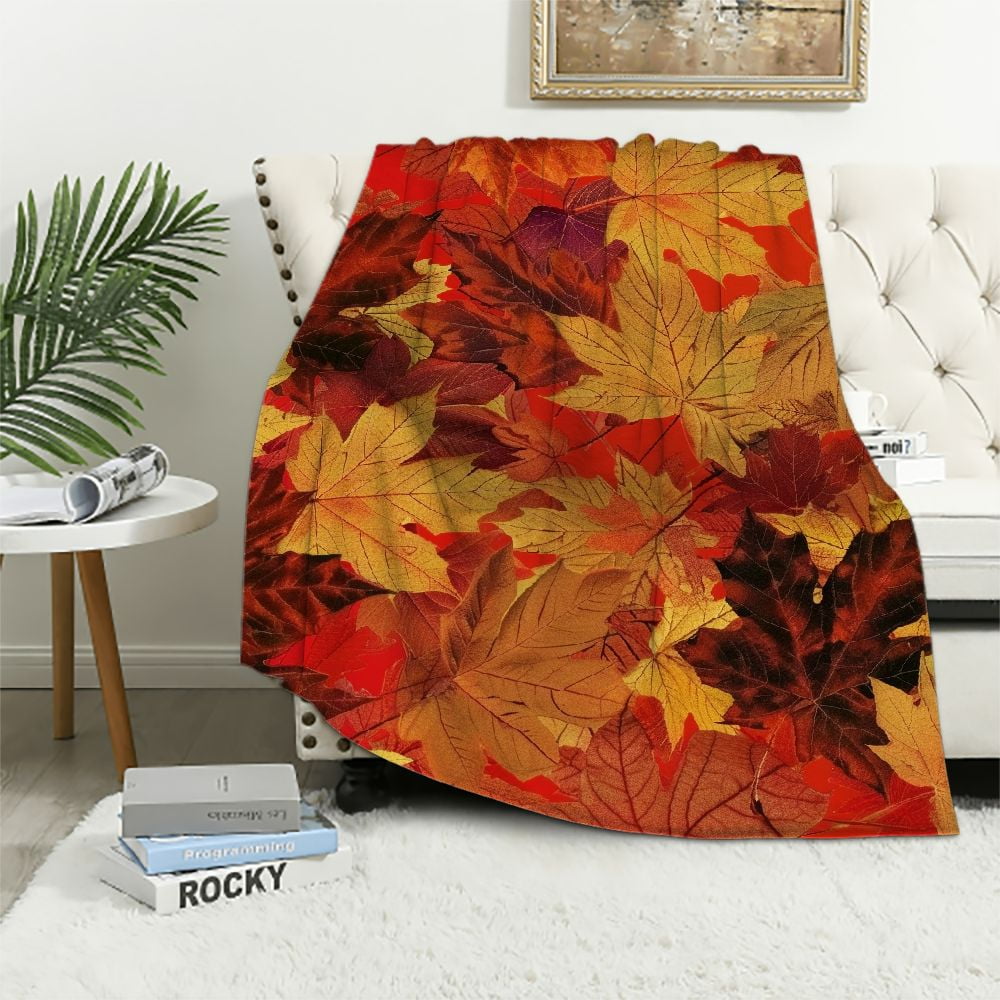 Pratyus Leaves Fall Season Foliage Throw Blanket for Bed Couch Chair ...