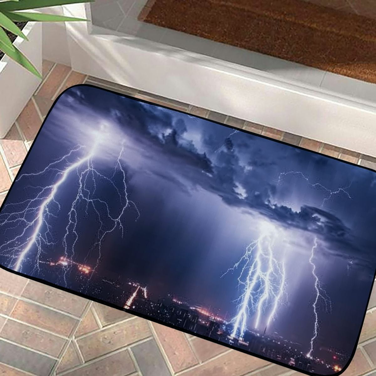 Pratyus Lightning Storm Cityscape Door Mat Outdoor Indoor Welcome Mat ...
