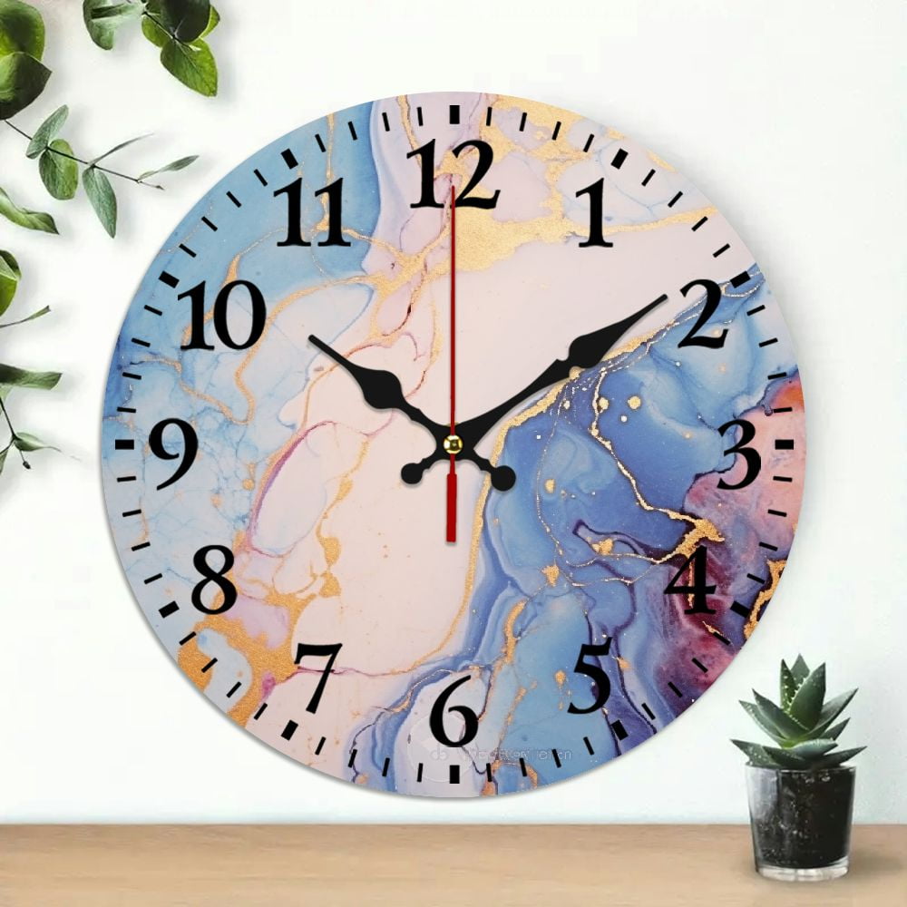 Pratyus Marble Abstract Art Wall Clock, Silent Mechanical Movement ...