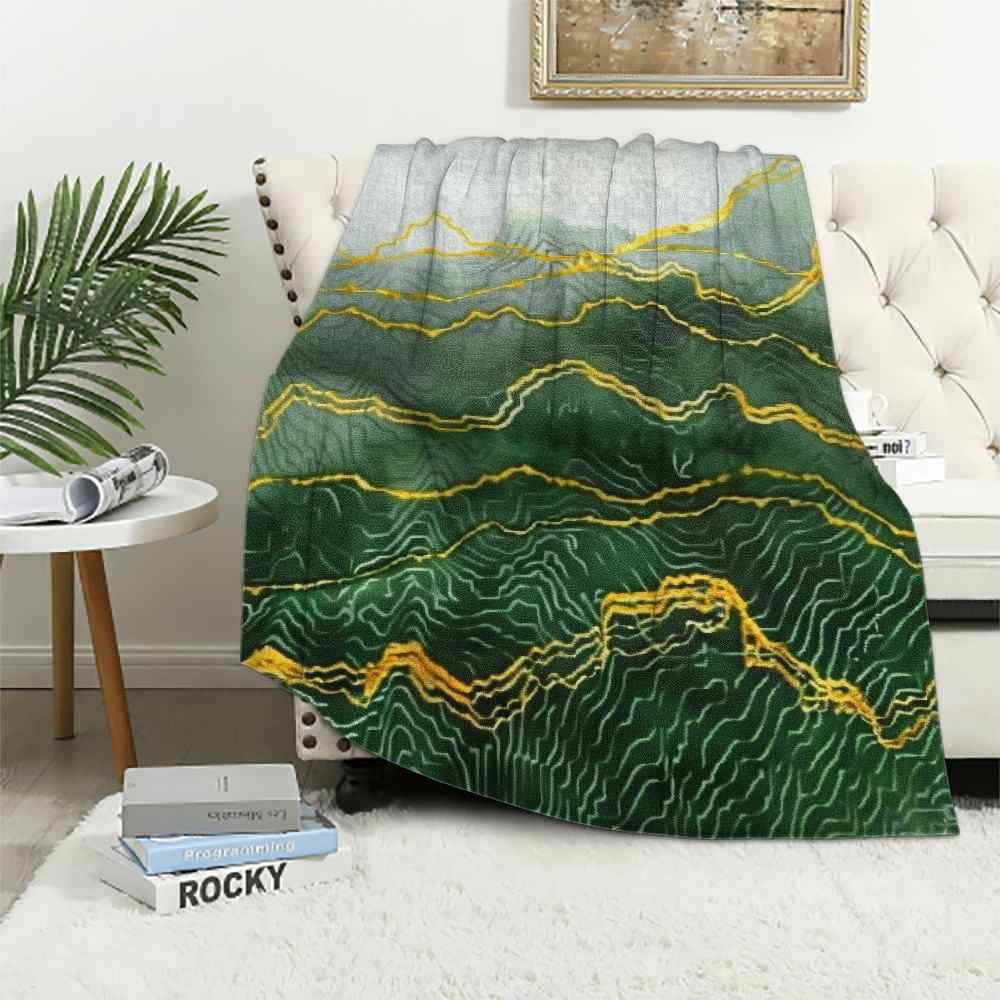 Pratyus Mountain Range Foliage Lace Generative Art Print Flannel Throw ...