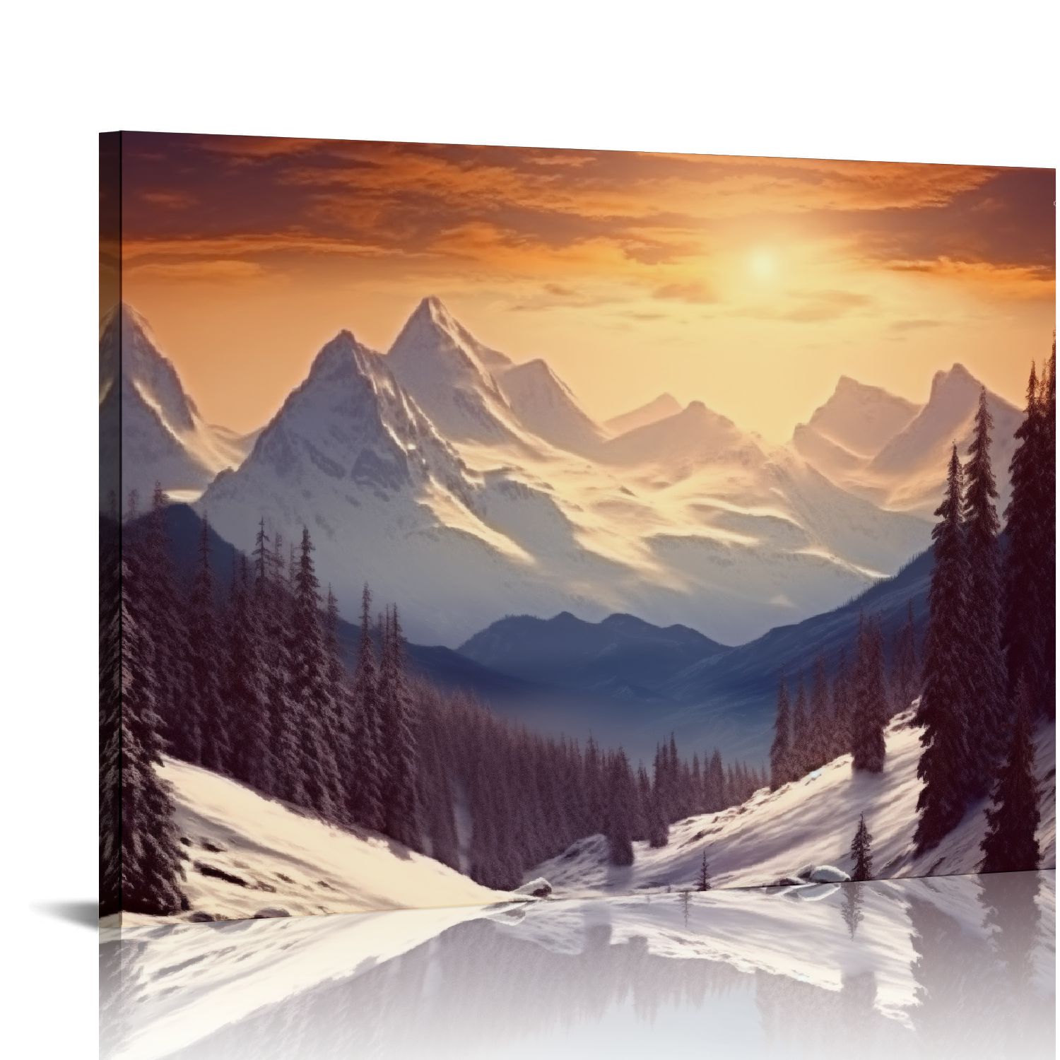Pratyus Mountains Sunset Snow Canvas Print Wall Art Decor Ready To Hang ...