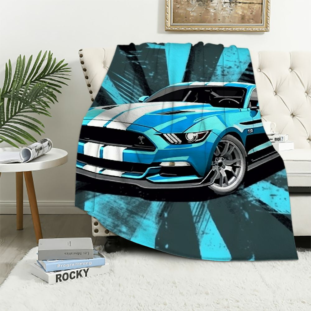 Pratyus Mustang Car Cobra Print Throw Blanket for Bed Couch Car Kids ...
