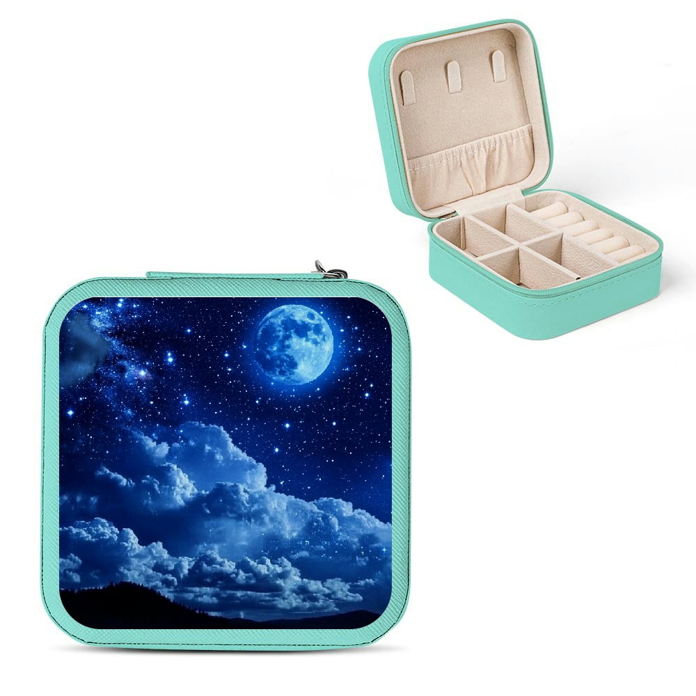Pratyus Night Sky Stars Full Moon Jewelry Box for Necklace, Ring ...
