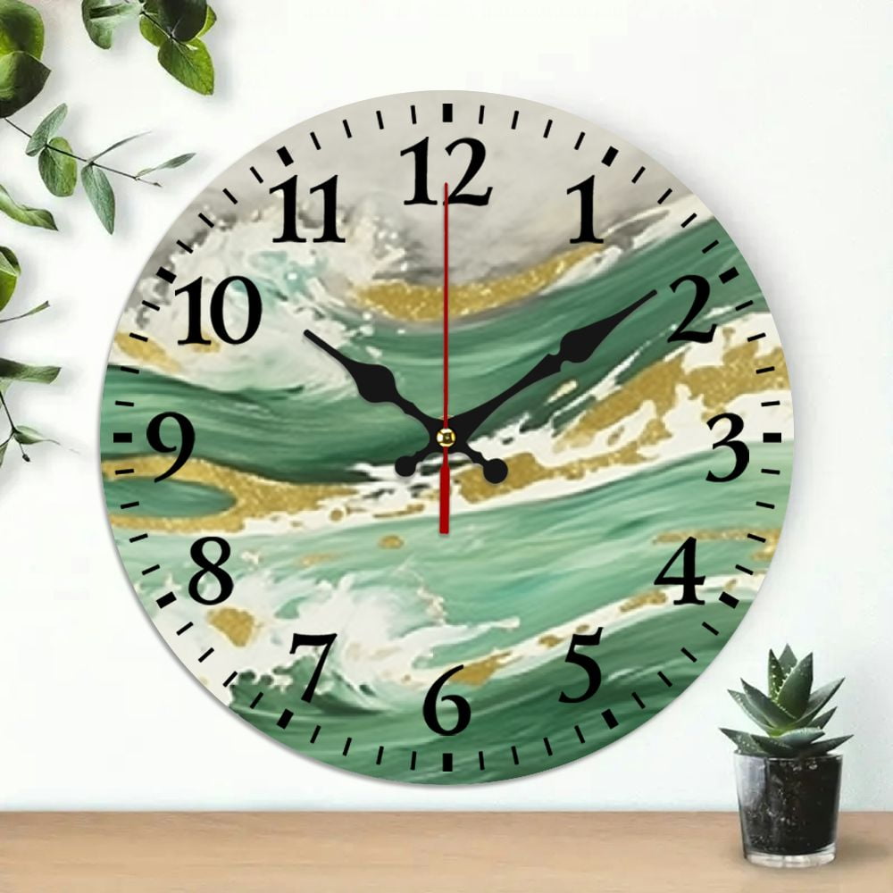 Pratyus Ocean Waves Surfboard Theme 10-Inch Round Wooden Wall Clock for ...