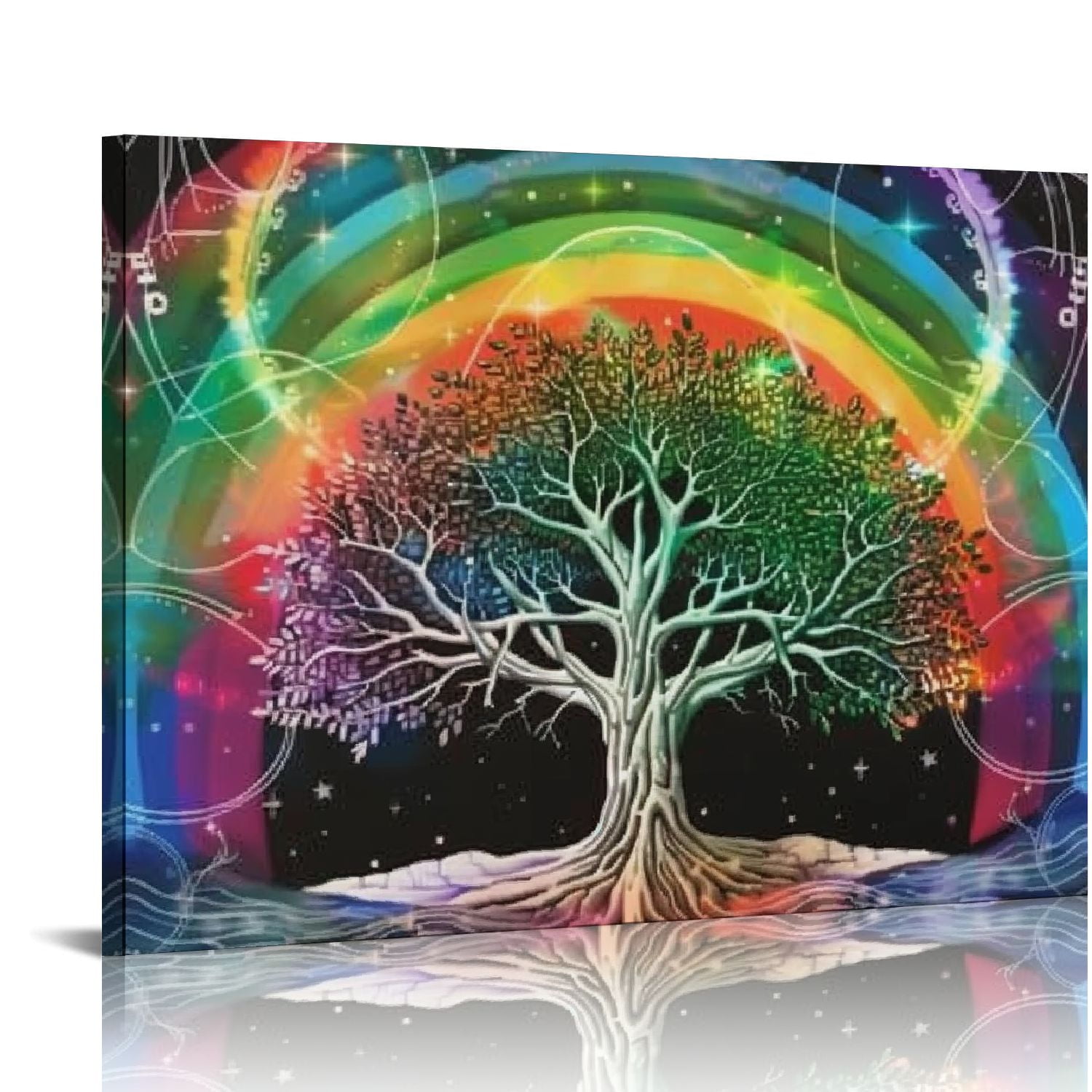 Pratyus Rainbow Sacred Geometry Canvas Wall Decor for Home and Office ...
