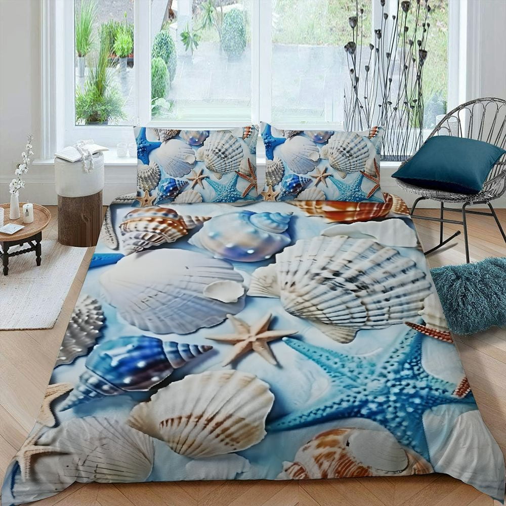 Pratyus Sea Shells Starfish Ocean 3-Piece Bedding Set High Quality ...