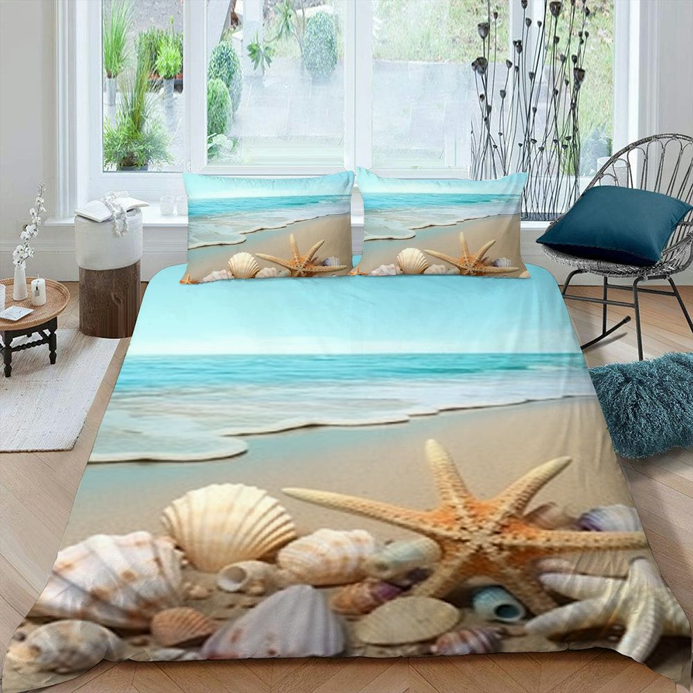 Pratyus Seashells Starfish Beach 3-Piece Bedding Set Lightweight and ...