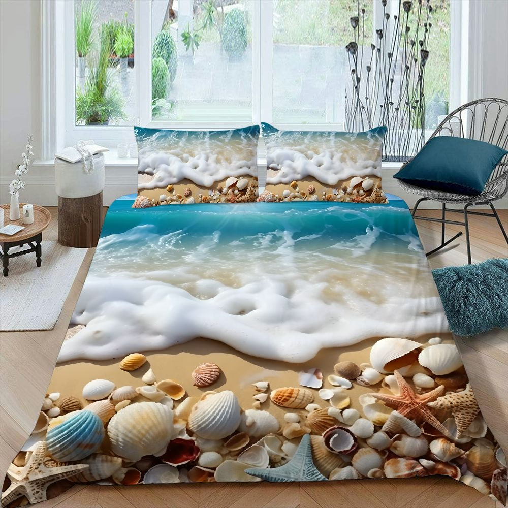 Pratyus Shells Wave Beach Style 3-Piece Bedding Set Lightweight and ...