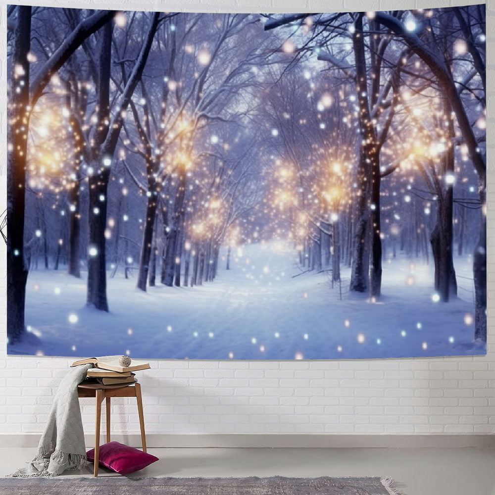 Pratyus Snow Lights Trees Tapestry Wall Hanging for Bedroom Dorm ...