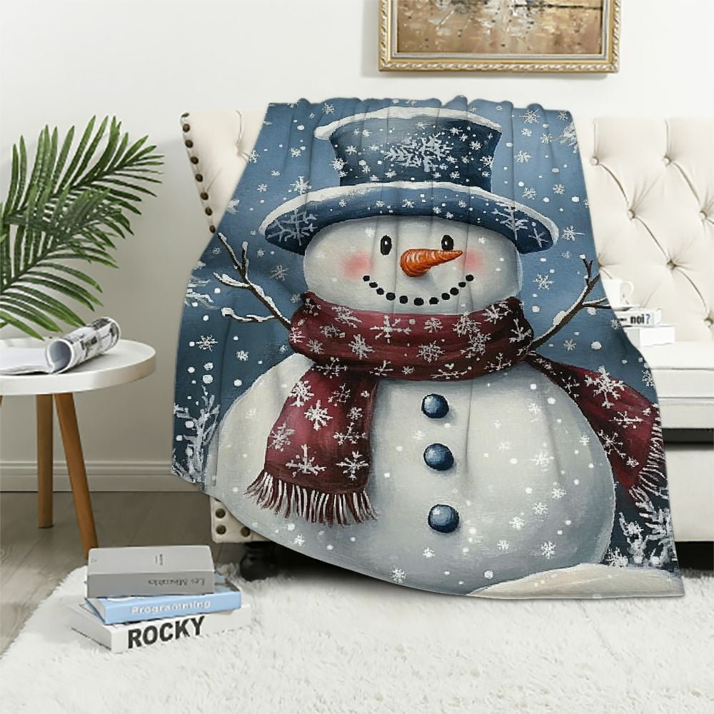 Pratyus Snowman Flannel Throw Blanket for Couch Sofa Bed Christmas Home ...