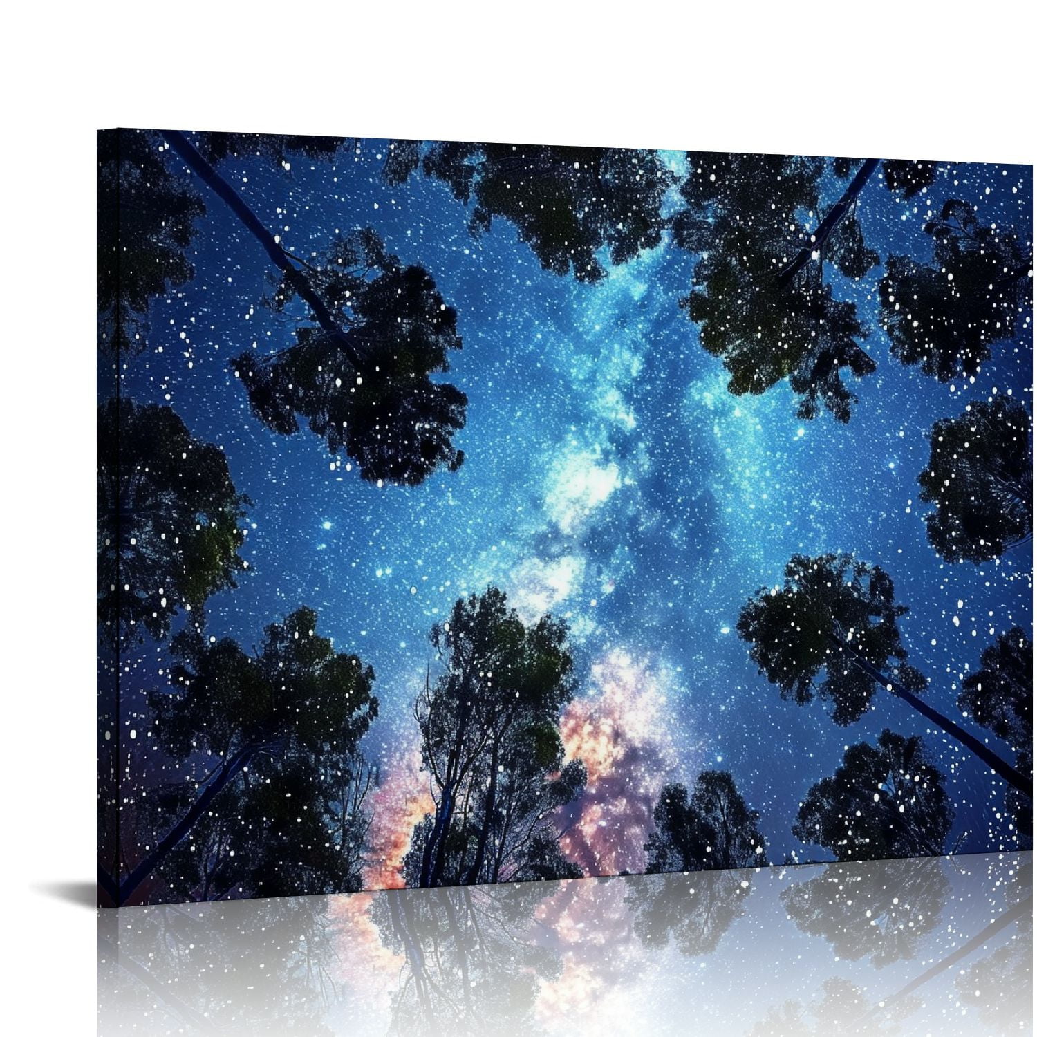 Pratyus Stars Trees Night Sky Canvas Wall Decor Art for Home Living ...