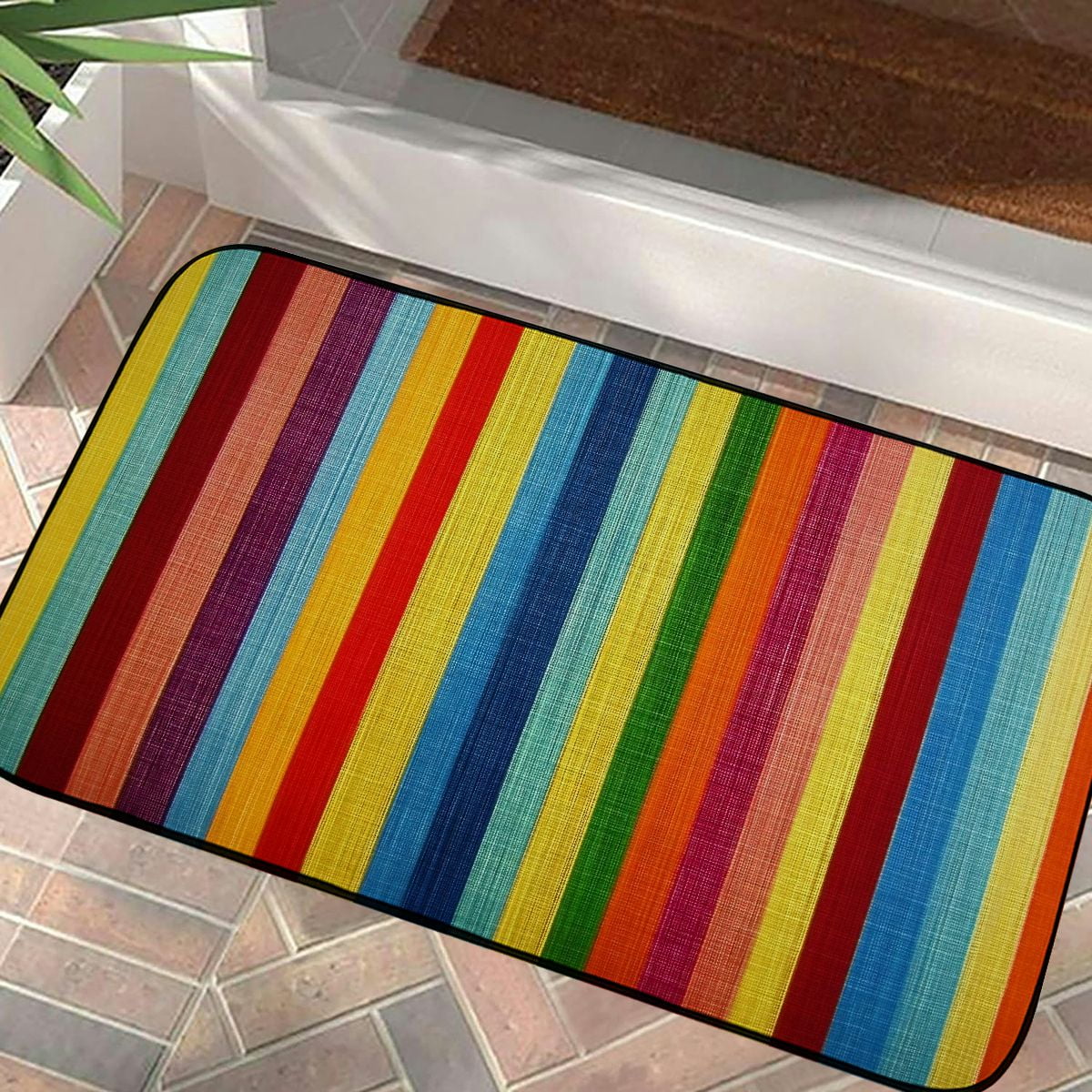 Pratyus Stripes Mat Doormat for Home Entrance Square Indoor Outdoor ...