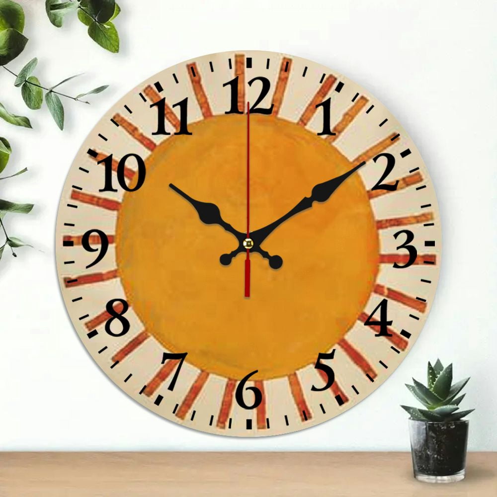 Pratyus Sun Minimalist Painting Symbolism Wall Clock Silent Mechanical ...