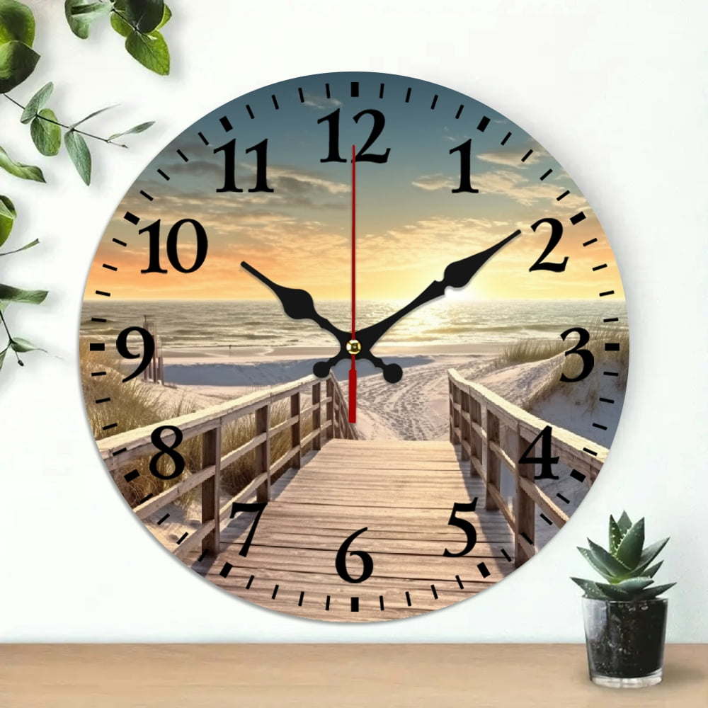 Pratyus Sunset Beach Sand Dunes Wooden Wall Clock Wall Hanging Decor 10 ...
