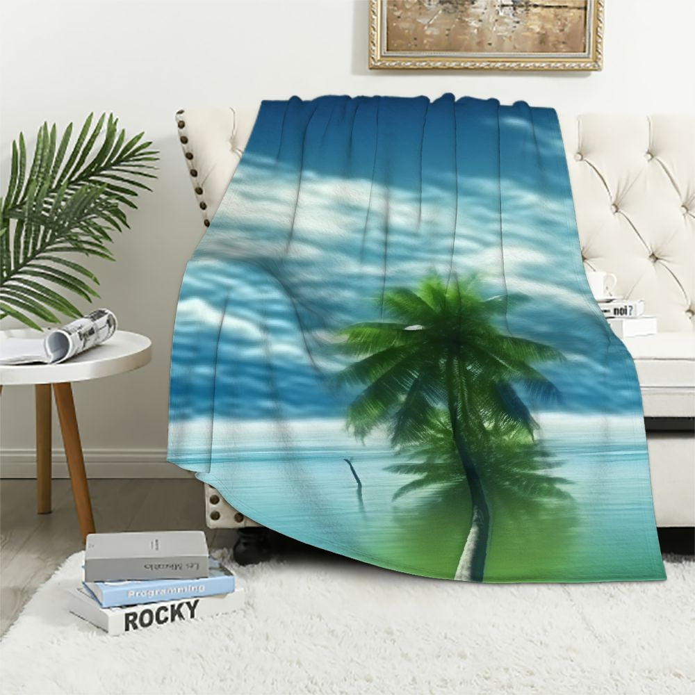 Pratyus Surfboard Wave Ocean Flannel Throw Blanket for Bed Couch Sofa ...