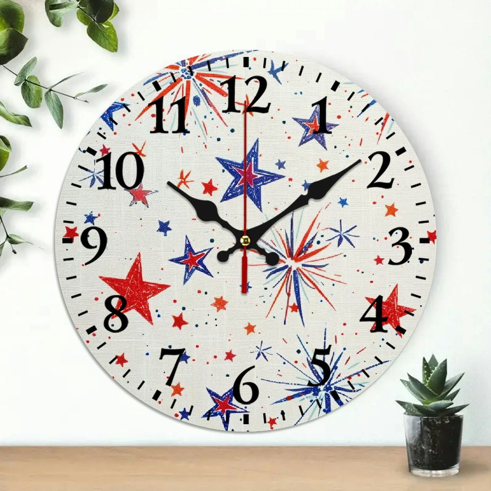 Pratyus Wall Clock Stars Fireworks Paper Texture Print Wall Art Decor ...