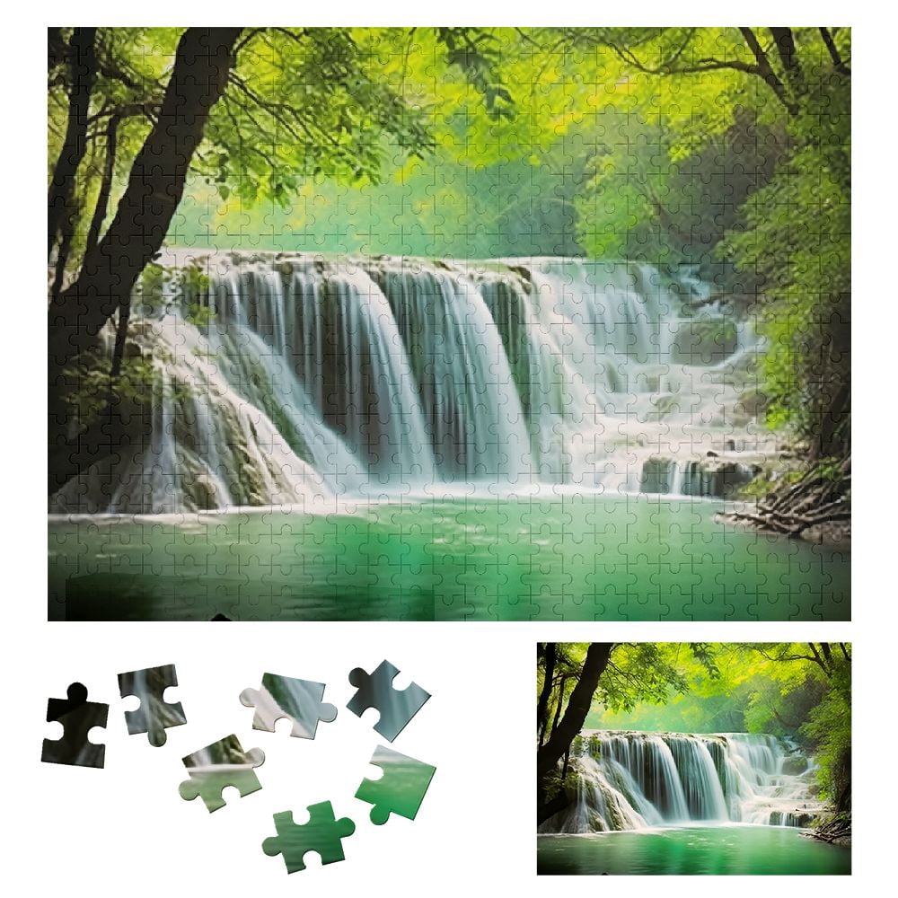 Pratyus Waterfall Trees Foliages Wooden Jigsaw Puzzle Wall Art Decor ...