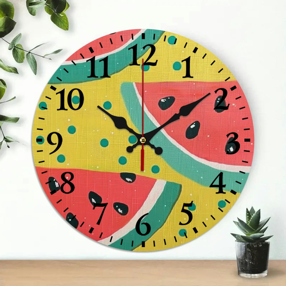 Pratyus Watermelon Polka Dots Summer Vibrancy Round Wooden Wall Clock ...