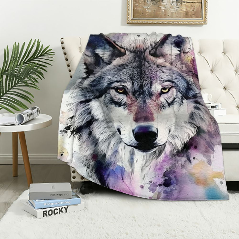 Pratyus Wolf Throw Blanket for All Seasons Comfort | Flannel Material ...