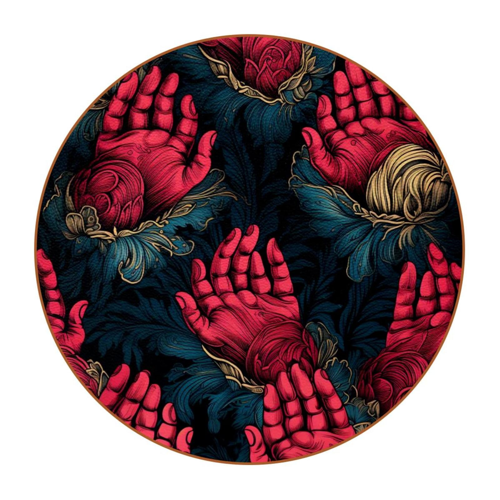 Pray 6PCS Round Coasters Set, Microfiber Leather Drink Coasters, 11x11 ...