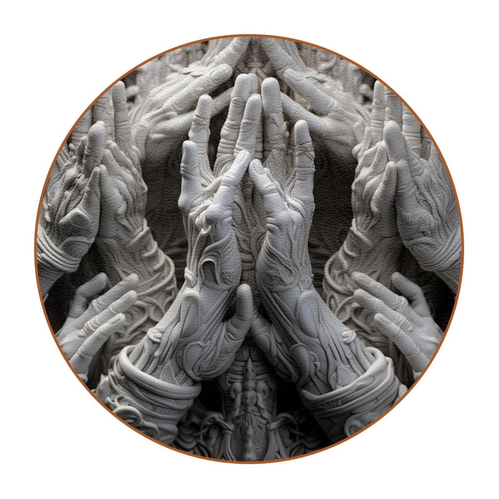 Pray 6PCS Round Microfiber Leather Coasters, 11x11 cm/4.3x4.3 in, Drink ...