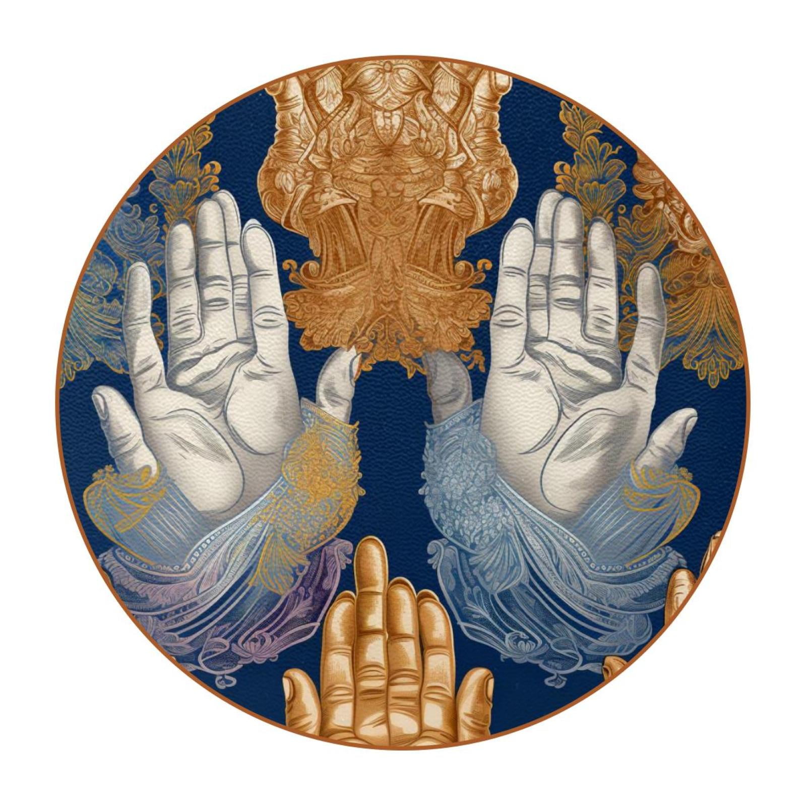 Pray 6PCS Round Microfiber Leather Coasters, 11x11cm/4.3x4.3in, Drink ...