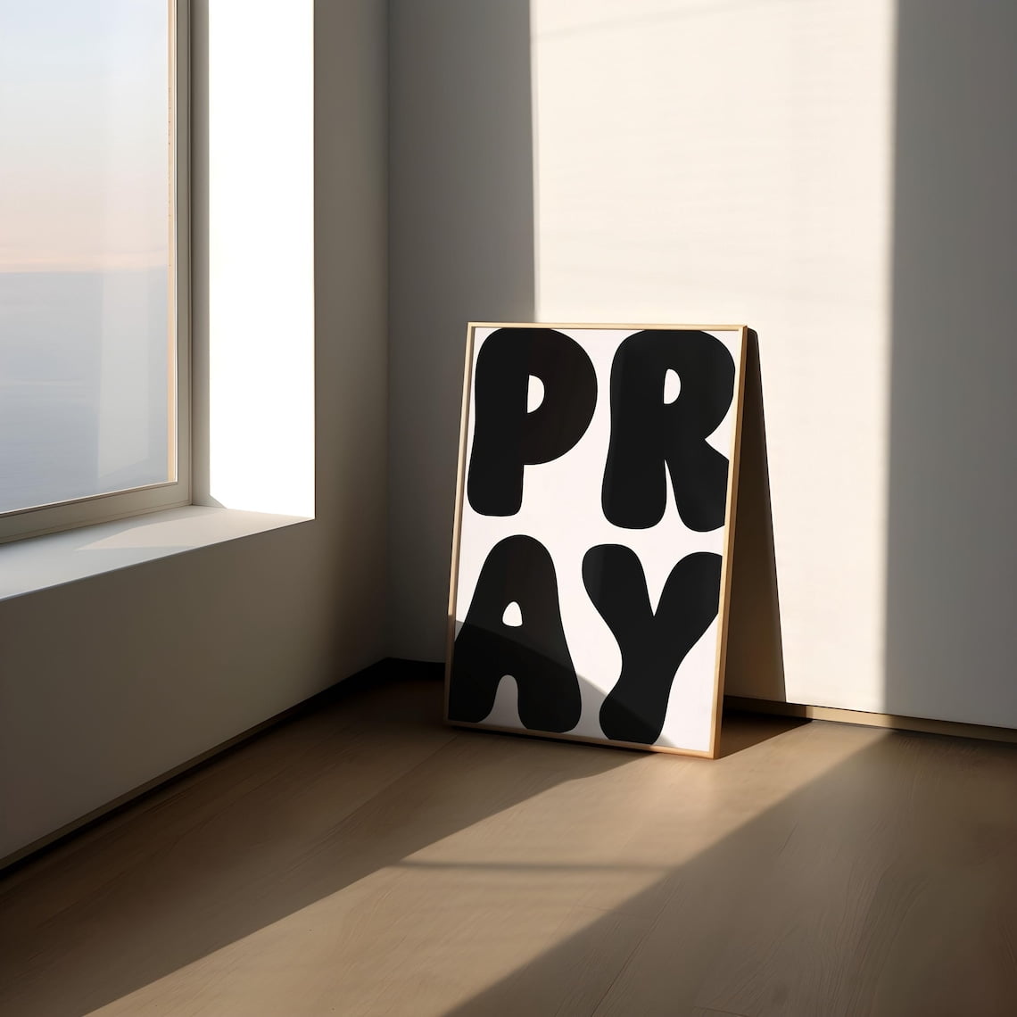 Pray Art Poster, Retro Black Neutral Poster, Jesus Wall Art, Religious ...