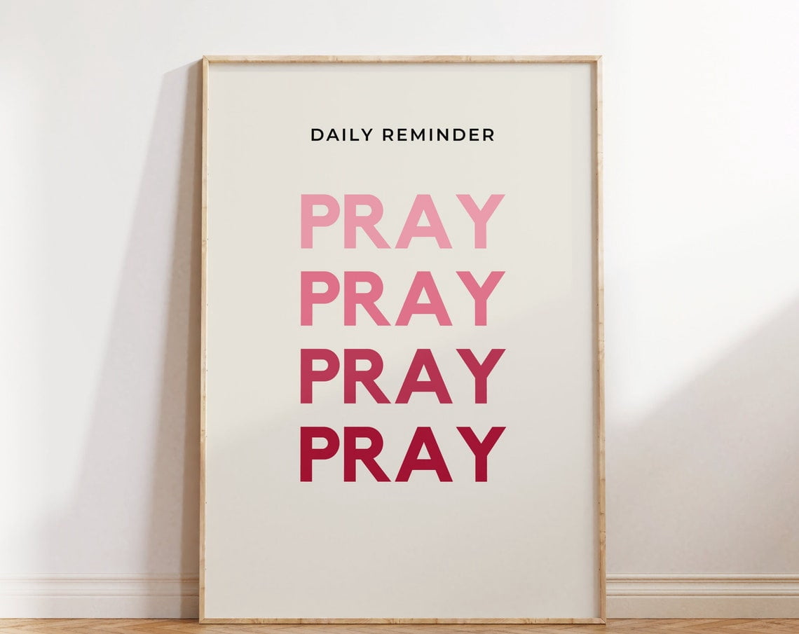 Pray Christian Wall Print Retro Christian Poster Bible Verse Print Wall ...