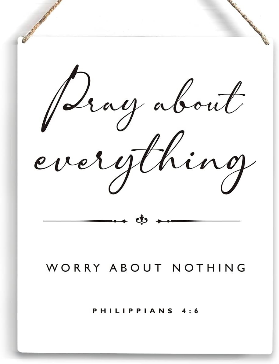 Pray about Everything Worry about Nothing Bible Verse Wood Sign Rustic ...