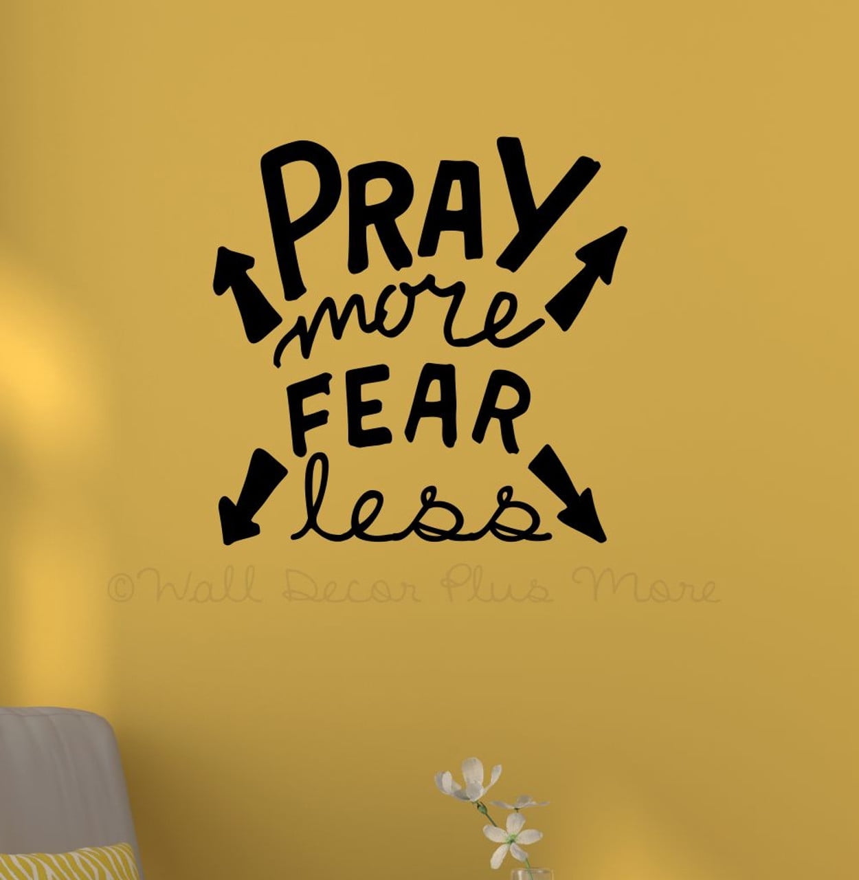 Pray More Fear Less Religious Quote Decals for Wall - Christian Vinyl ...
