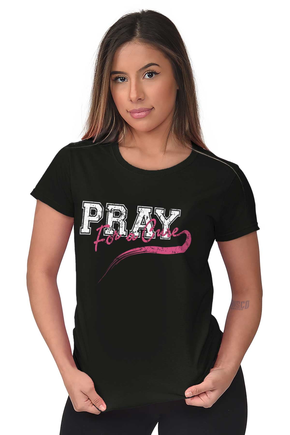 Pray For A Cure Breast Cancer Sport Women's T Shirt Ladies Tee Brisco Brands X - Walmart.com