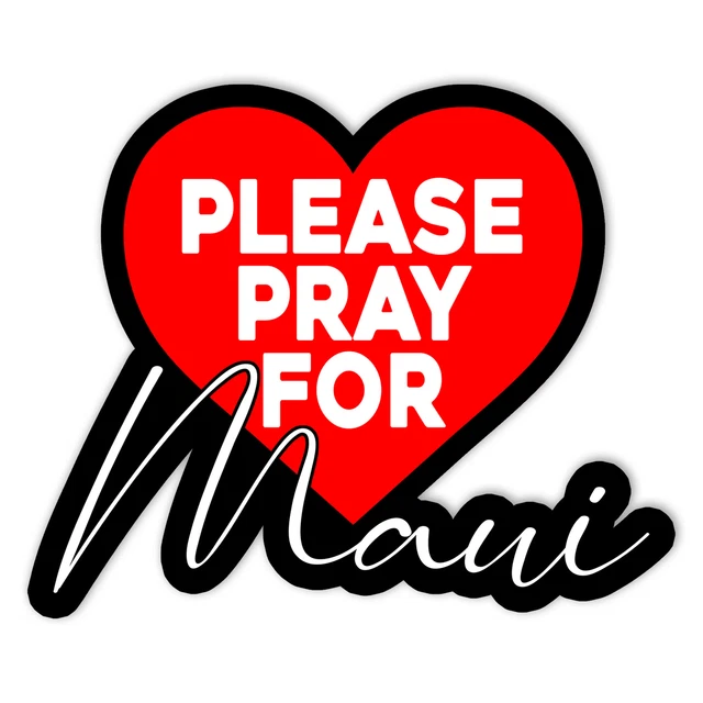 Pray For Maui Hawaii Heart Shape Please Pray For Maui Sticker Phone ...