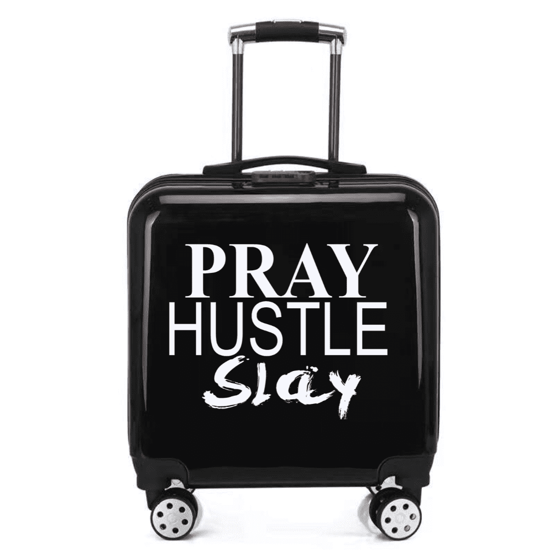 Pray Hustle Slay Compact Couture Carry-On Hard Shell Luggage Bag ...