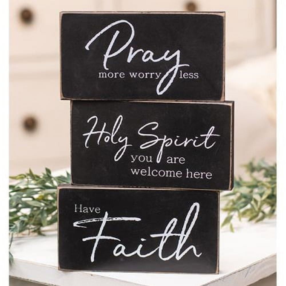 Pray More Worry Less Wooden Block 3 asstd. (Pack of 4) - Walmart.com