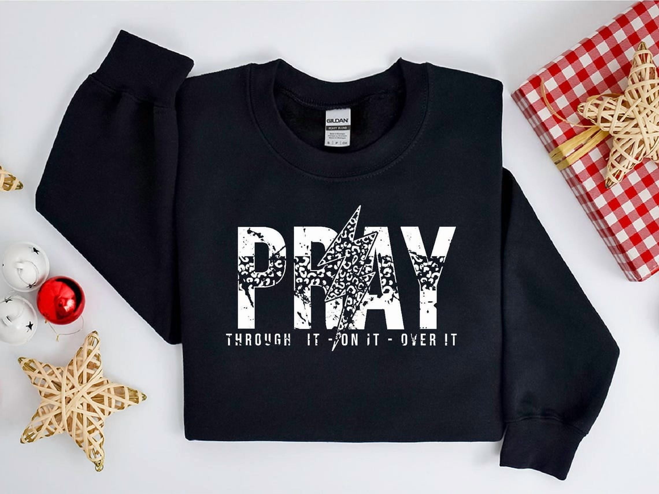 Pray Through It Leopard Lightning Bolt Christian Sweatshirt - Walmart.com