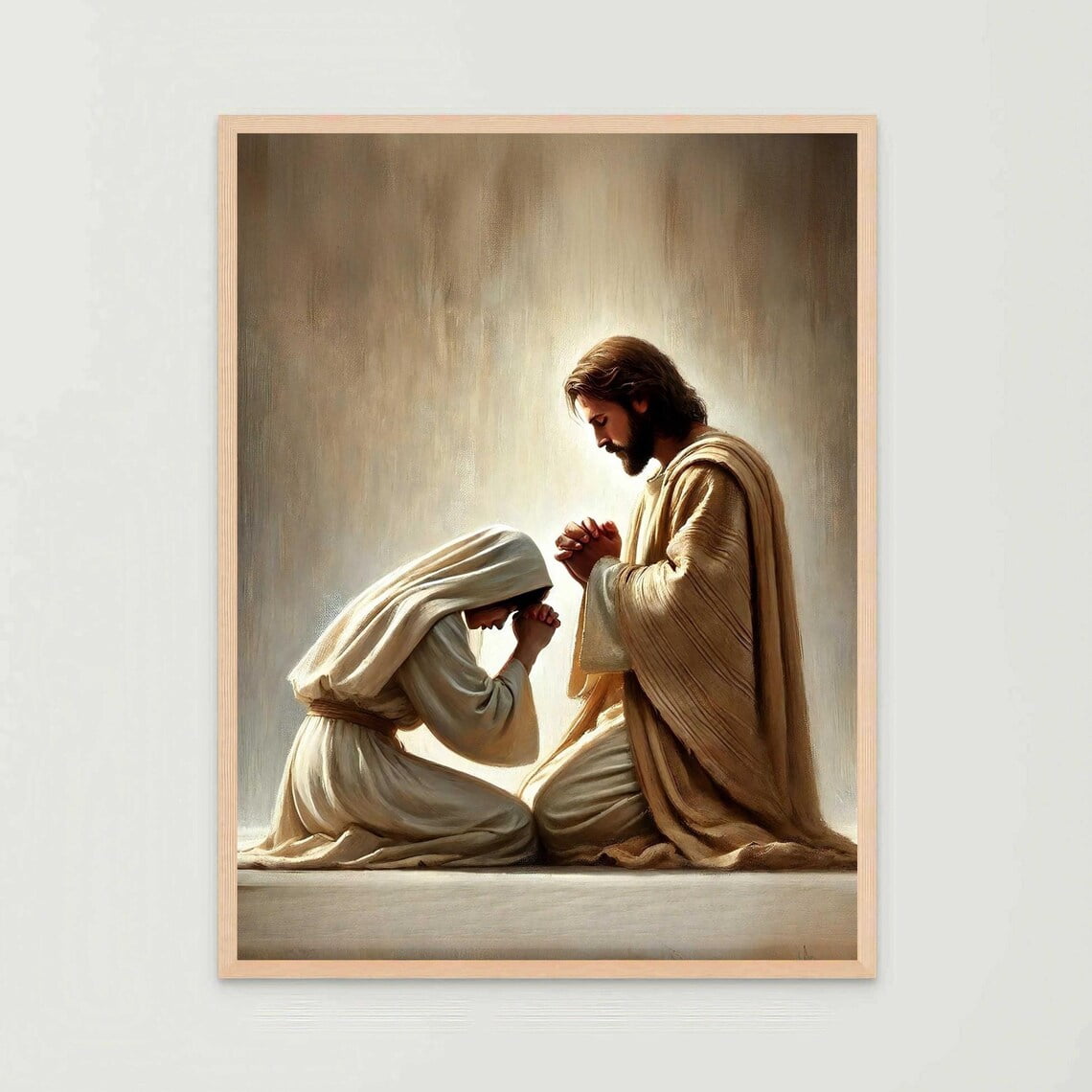 Pray To Christ Modern Christian Art Jesus Heals A Woman Bible Prints ...