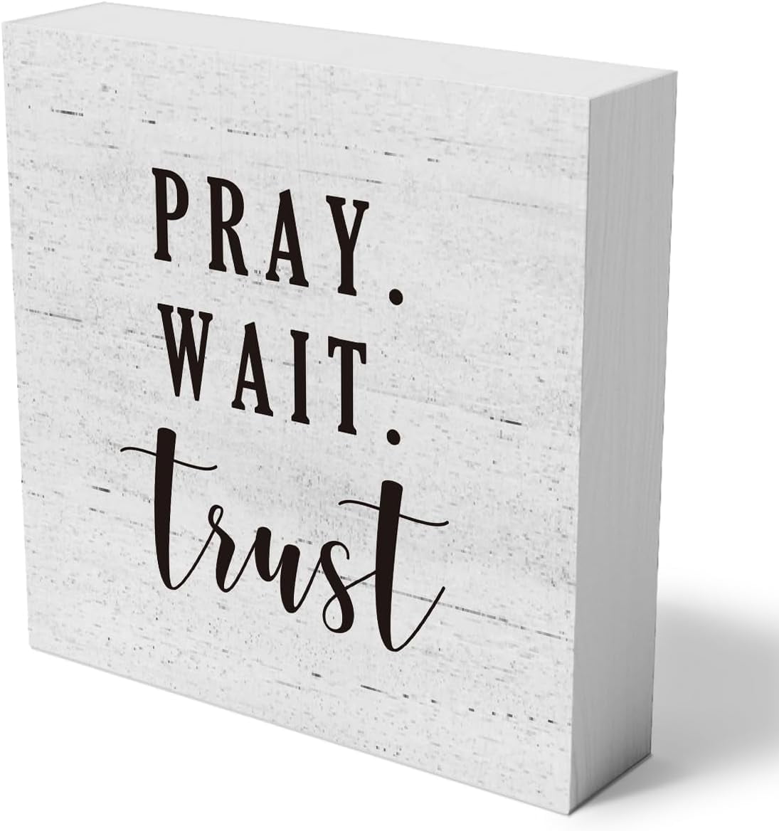 Pray Wait Trust Christian Wooden Box Sign Decorative Farmhouse ...