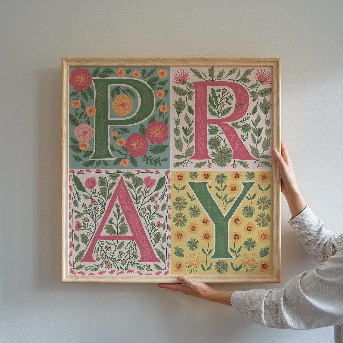 Pray Wall Art, Boho Christian Wall Art Decor, Pray Corner Decor, Modern ...