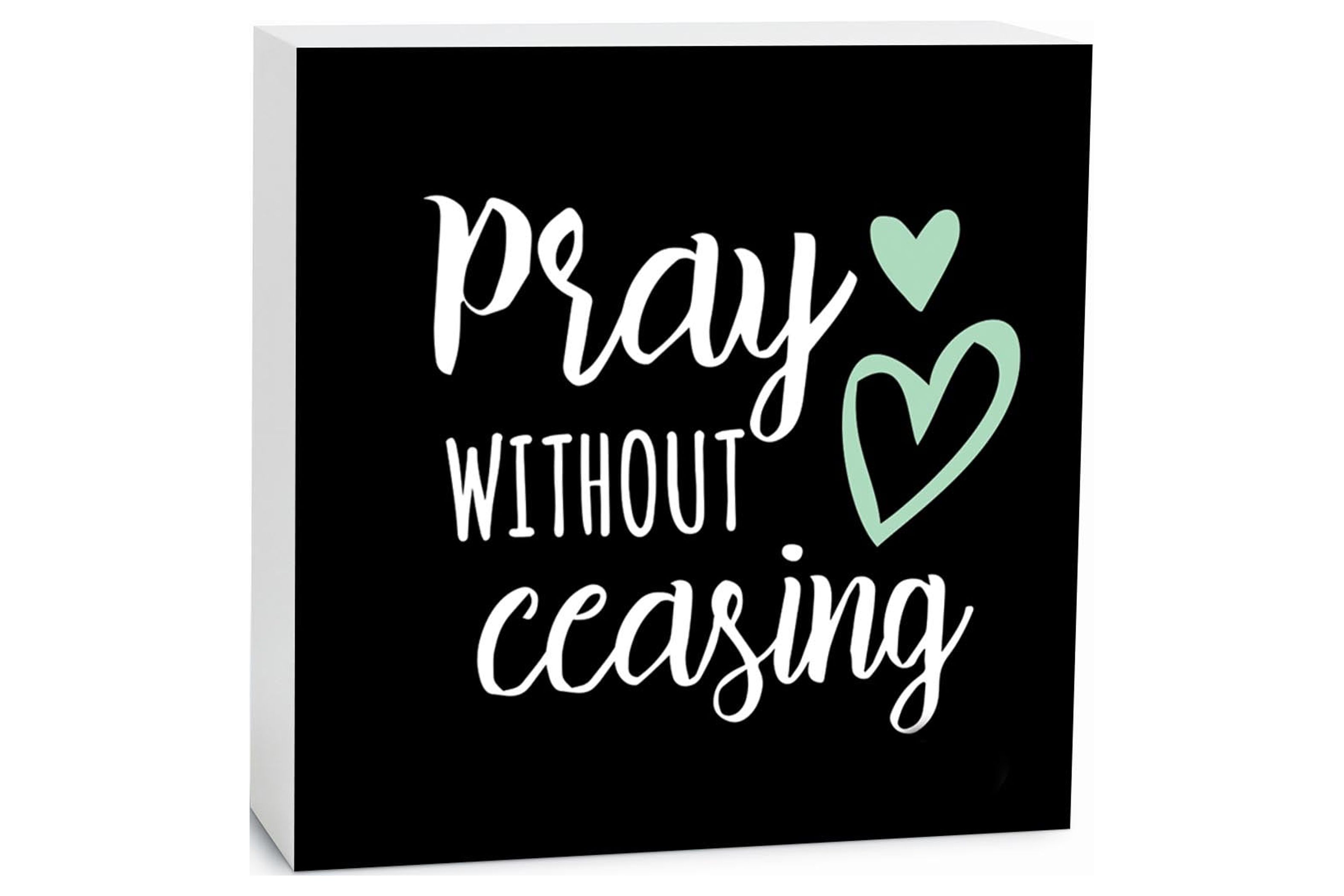 Pray Without Ceasing Mint Heart Slate 5 x 5 Wood Tabletop Sign Plaque ...