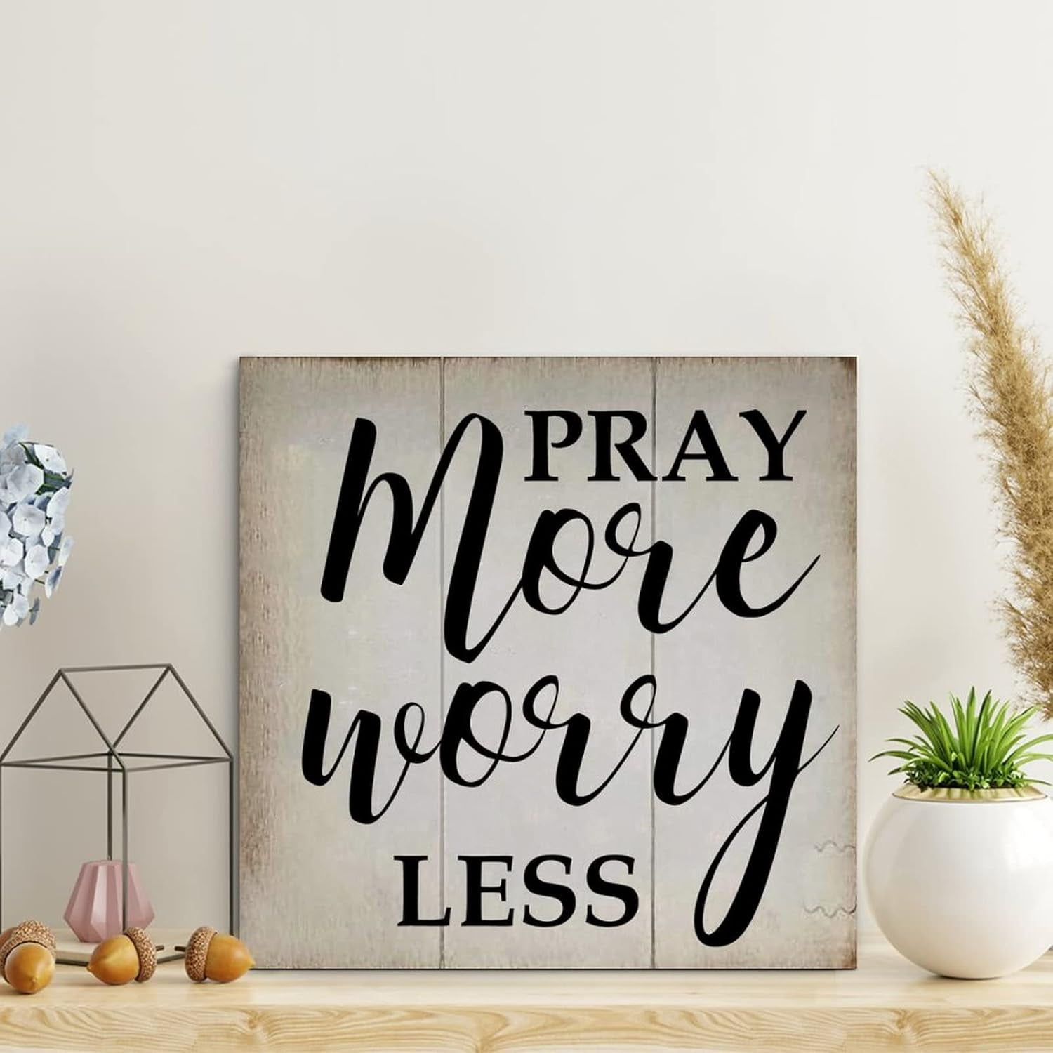 Pray More Worry Less Wood Signs Funny Wood Plaque Motivational Wall ...