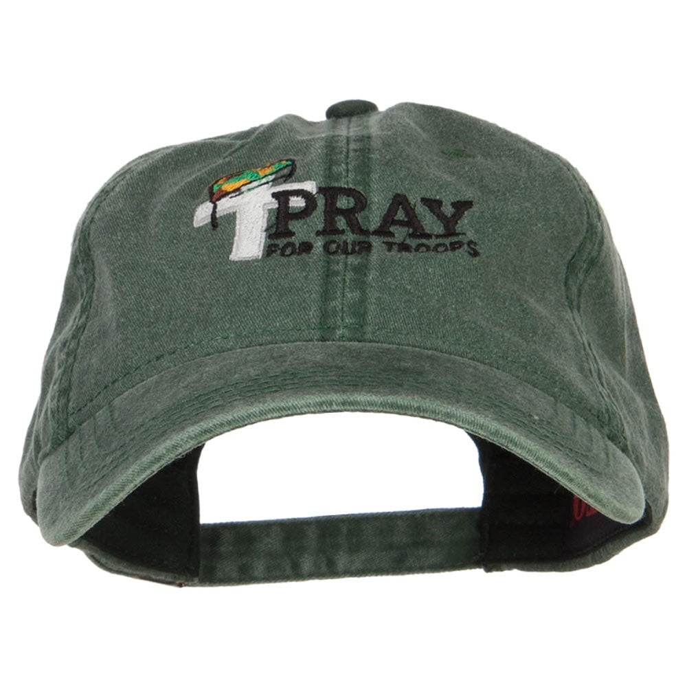 Pray for Our Troops Embroidered Washed Cap - Dk Green OSFM - Walmart.com