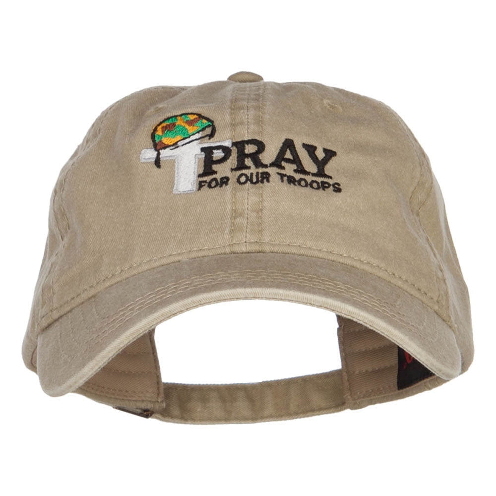 Pray for Our Troops Embroidered Washed Cap - Khaki OSFM - Walmart.com