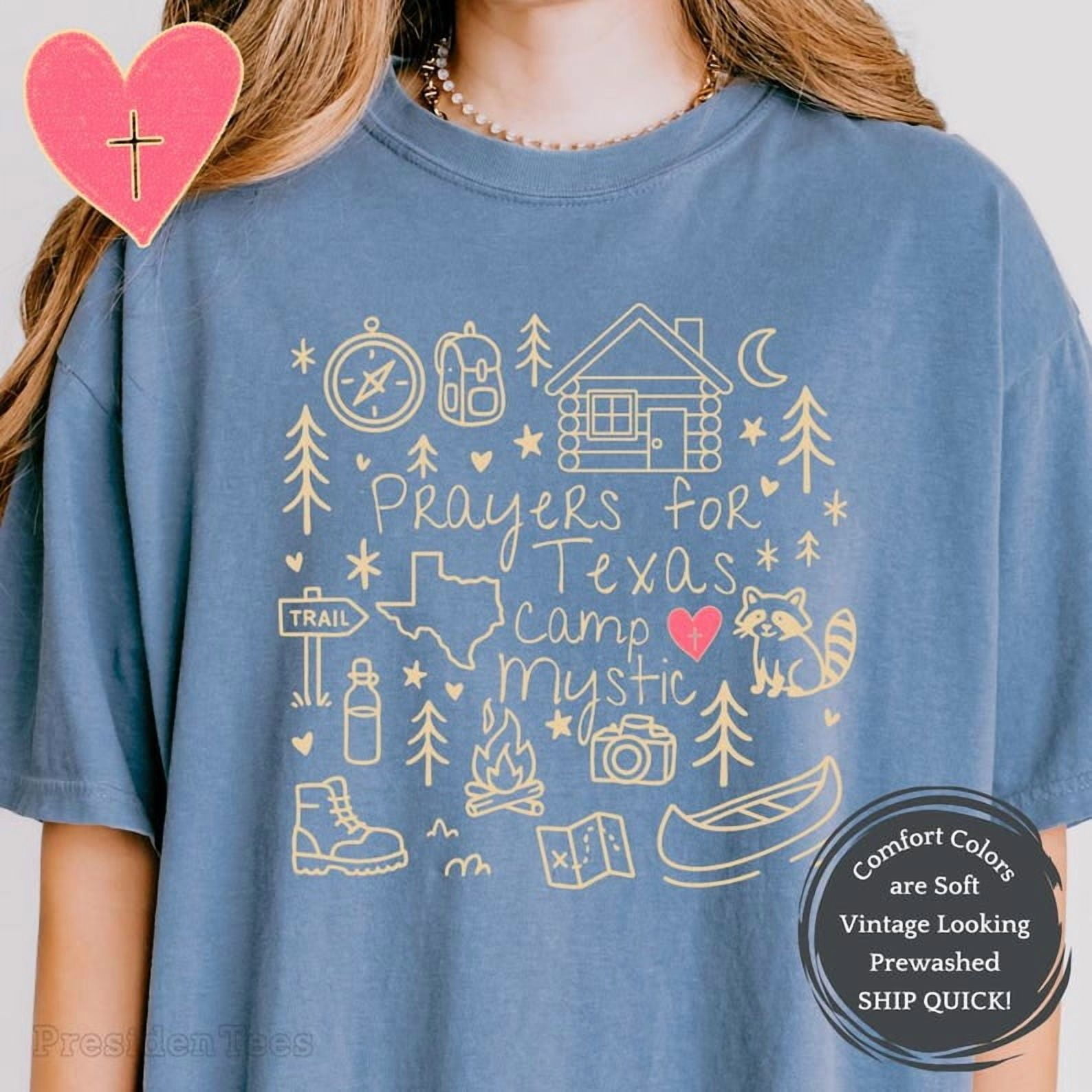 Pray for Texas Shirt Camp Mystic Flood Support Tee Doodles In Memory of ...