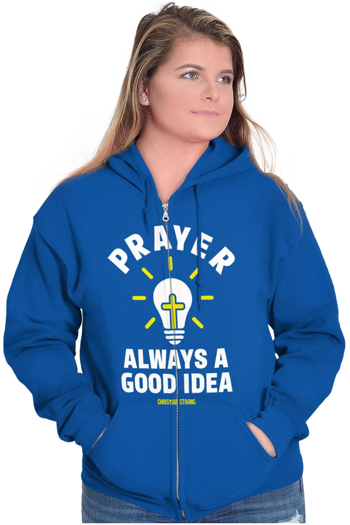 Prayer Always A Good Idea Religion Zip Up Hoodie Men's Women's Brisco ...
