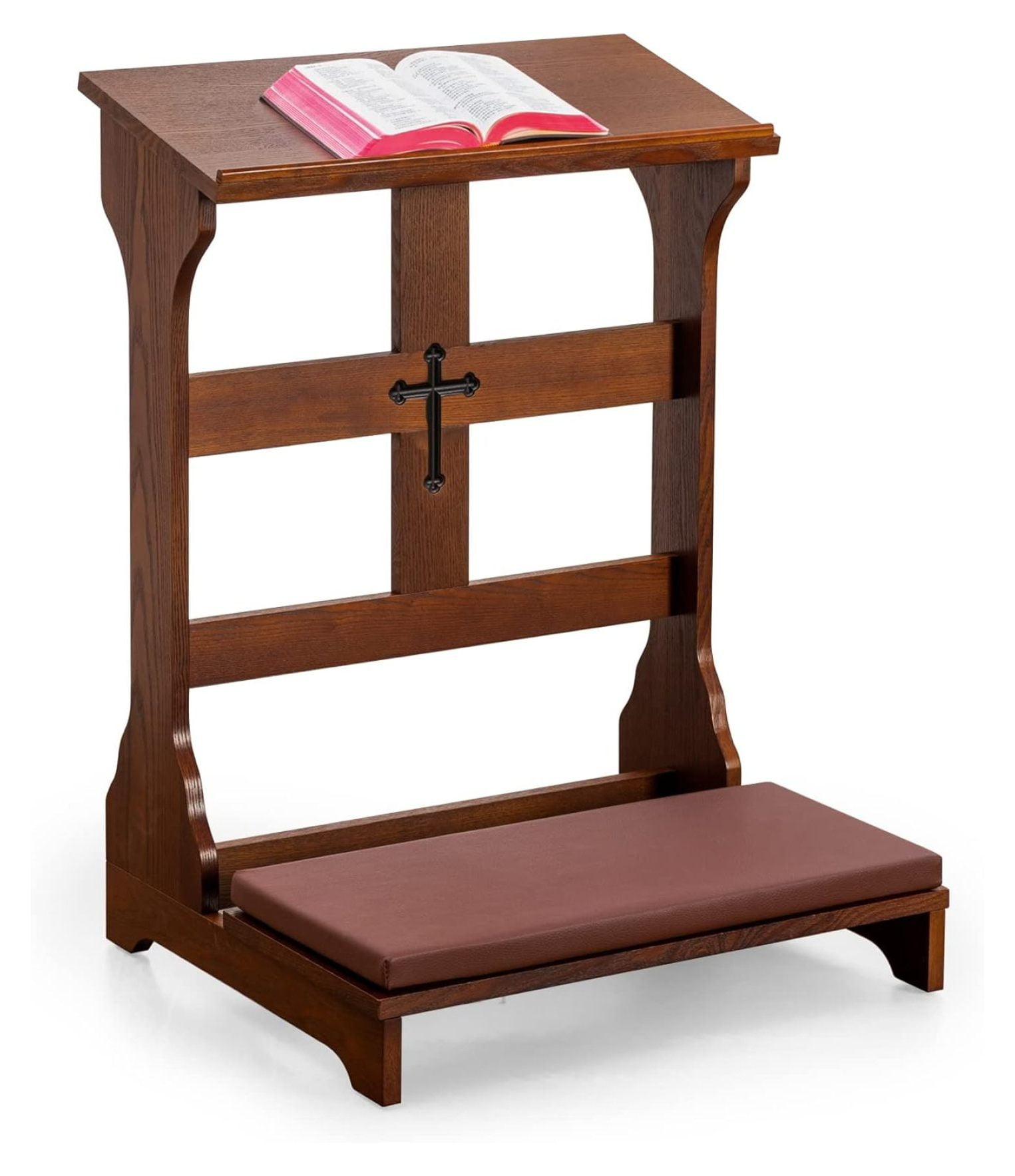 Prayer Bench Stool, Padded Kneeling Stool for Prayer, Wooden Church ...